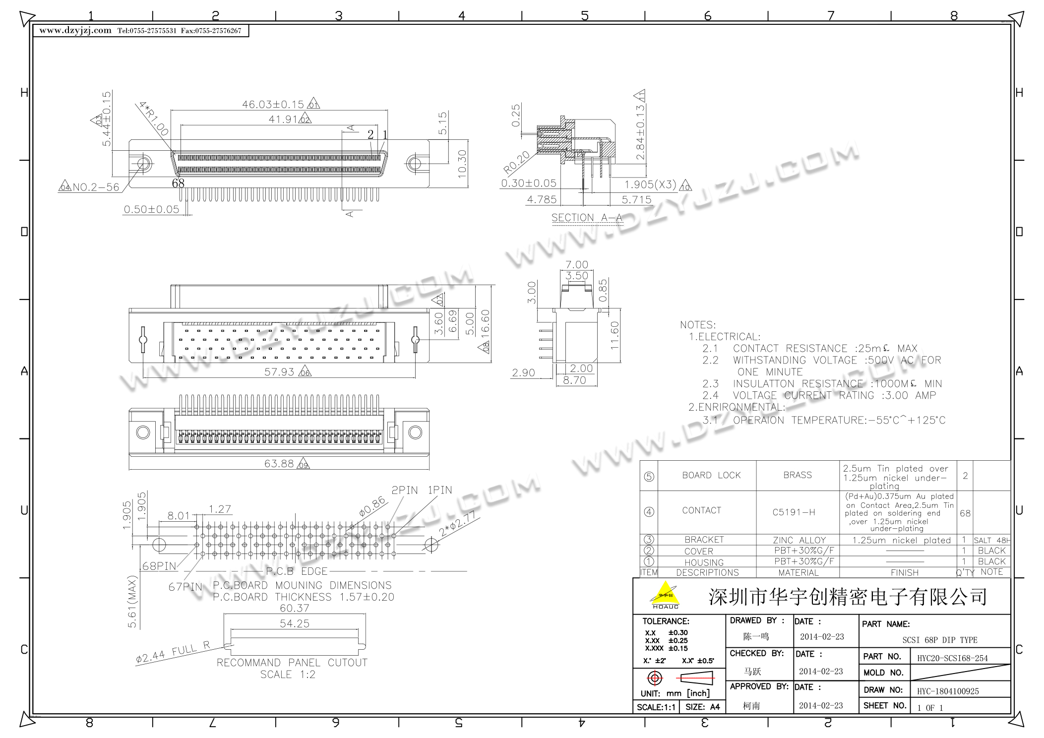 SCSI 68P DIP TYPE-电子元件之家